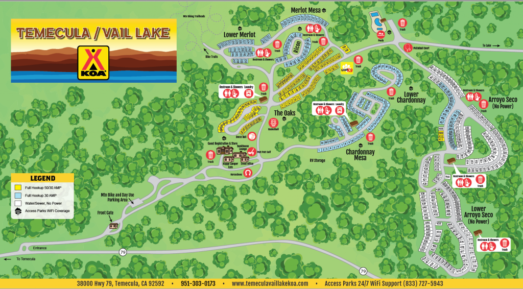 Vail Lake Resort Campground Map and RV Rentals - Delivered RV Rentals